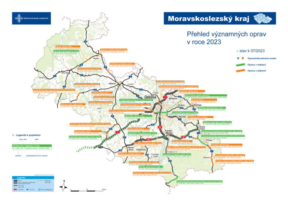 Mapa významných oprav Správy Ostrava (červenec 2023) - Ředitelství ... Mapa významných oprav Správy Ostrava (červenec 2023) - Ředitelství ...