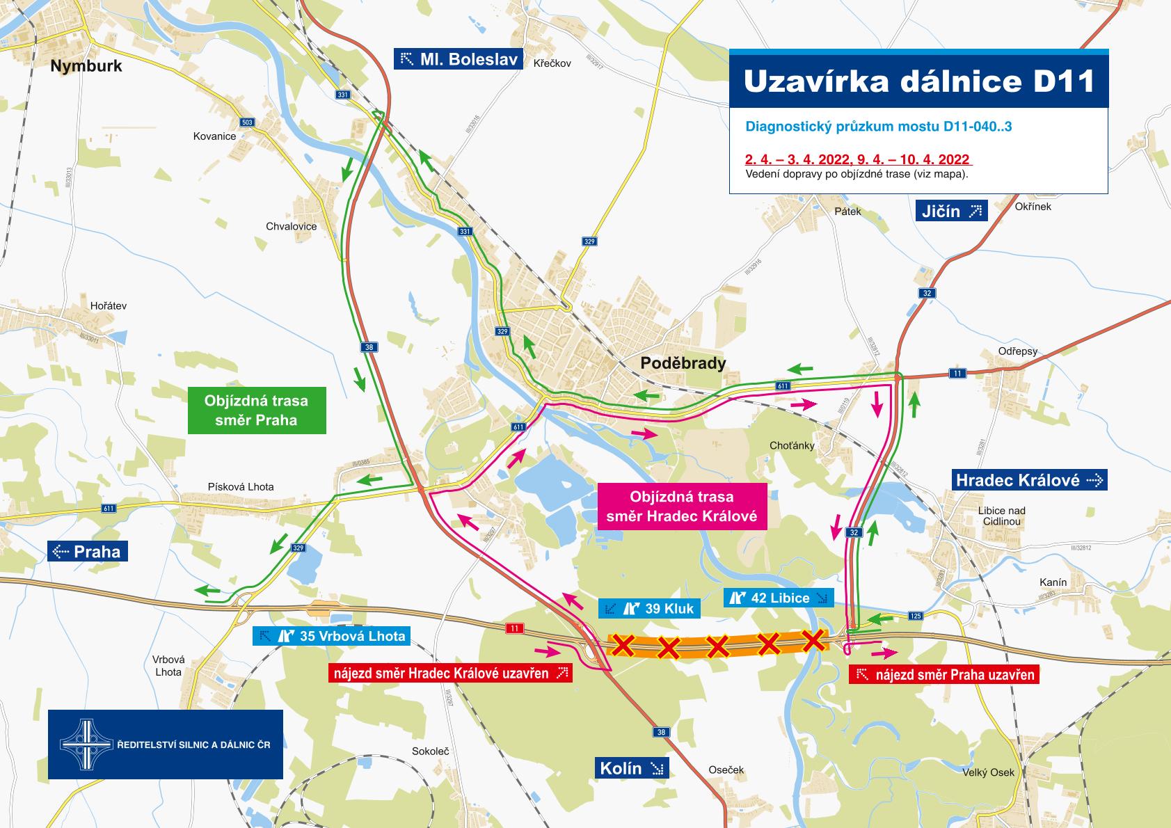 Víkendové uzavírky dálnice D11 - Ředitelství silnic a dálnic s. p. pro ...