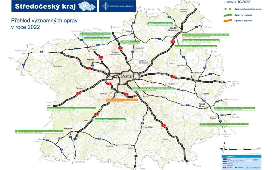 Mapa větších oprava ve STC v 10/2022 - Ředitelství silnic a dálnic s. p ...