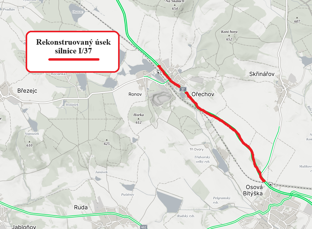 Začíná oprava silnice I/37 mezi Ořechovem a Osovou Bítýškou ...