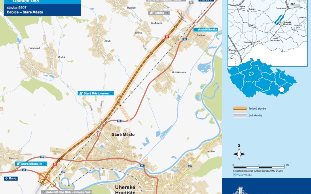 Stavba dálnice D55 mezi Babicemi a Starým Městem - záběry z dronu ...
