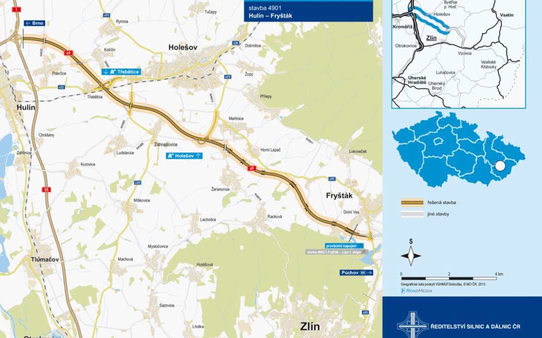 Průlet dronu nad budovaným úsekem dálnice D49 Hulín - Fryšták ...